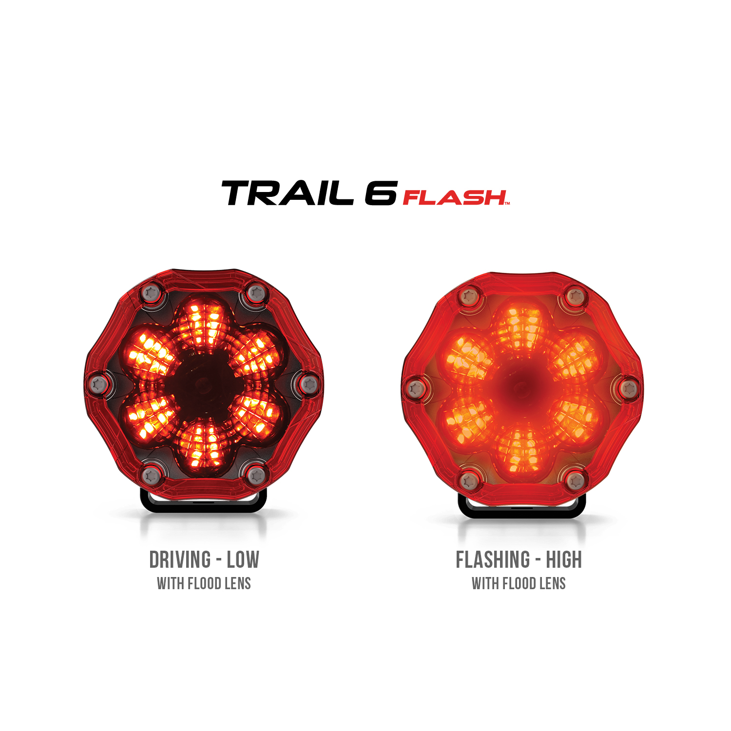 Round LED Off Road Warning Light - Model Trail 6 Flash - LED Headlights ...